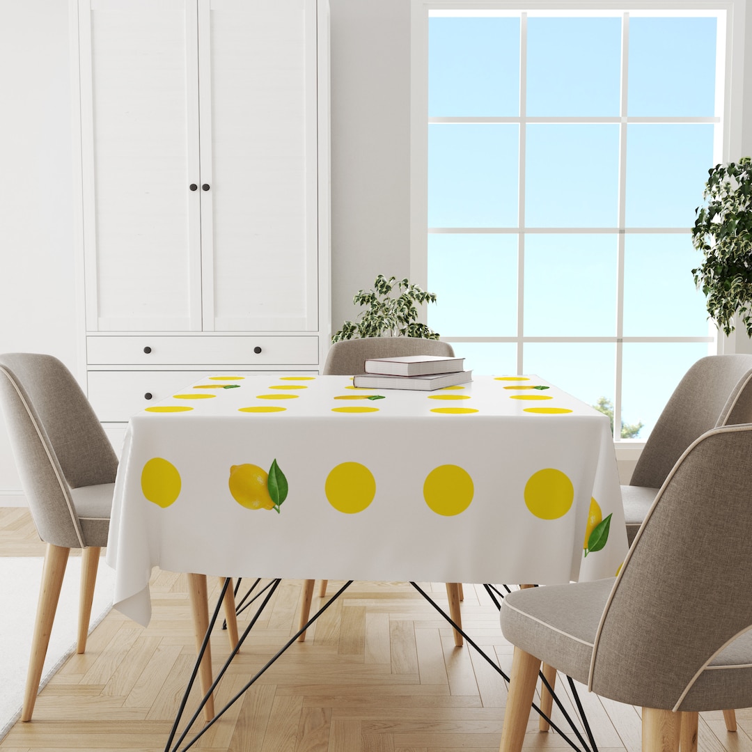 Lemon Tablecloth, White Table Cloth, Fruit Table Cloth Inside and ...