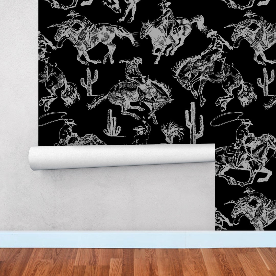 Dark Wall Paper, Cowboy Wallpaper, Black Wallpaper With Horses ...