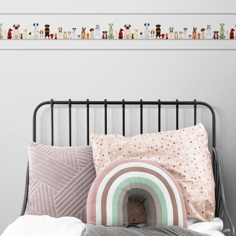 Kids Wallpaper Border With Dog, Nursery Wall Decor, Funny Wall Paper ...