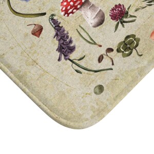 Fall Bath Mat With Mushrooms and Leaves, Earthy Colors Bathroom ...
