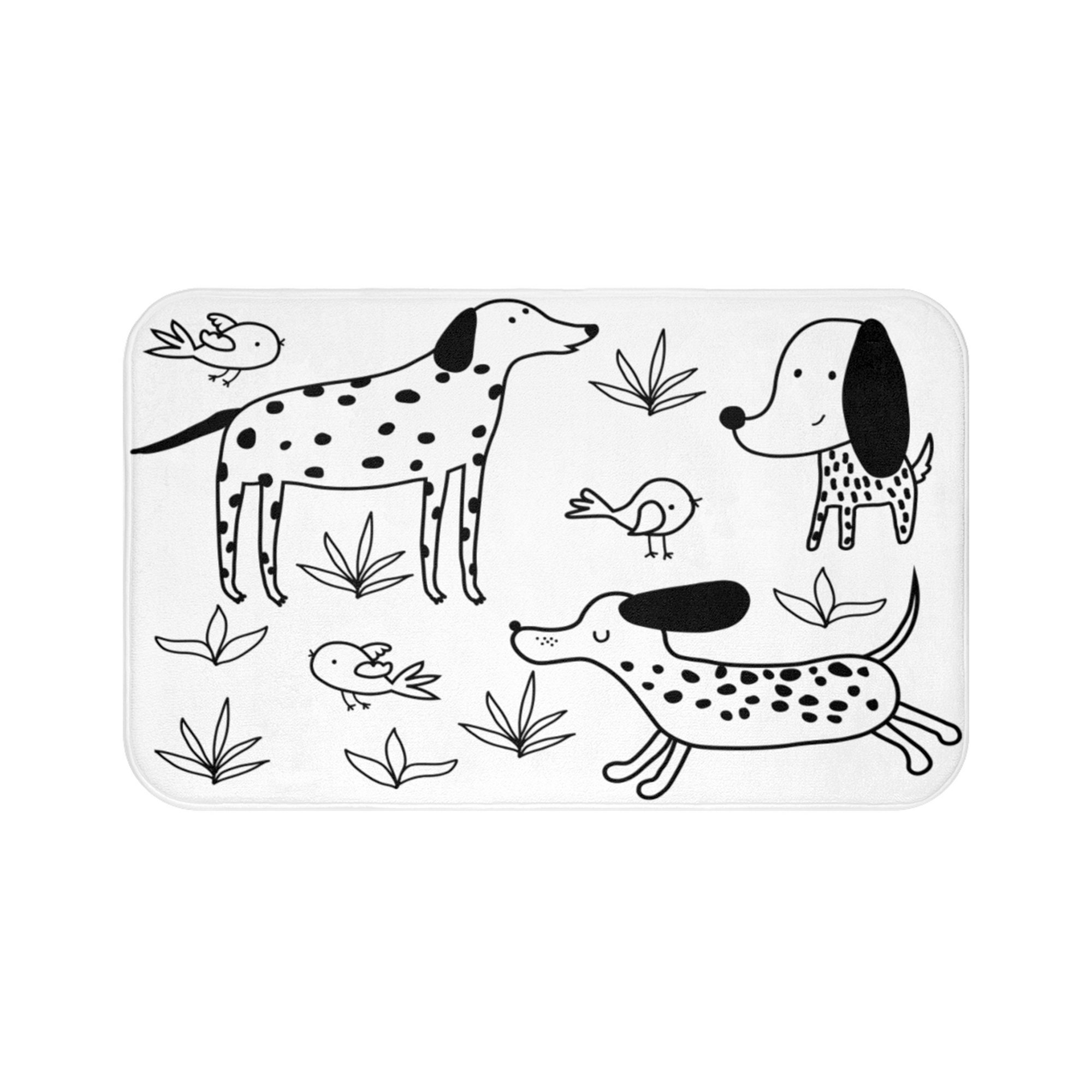 Dogs Bath Mat Funny Bath Rug in Black & White Dog Lover Home | Etsy