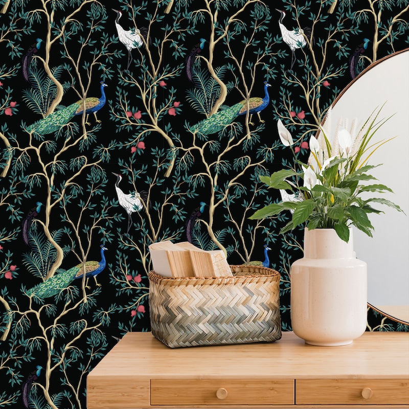 Peacock Wall Paper - Etsy