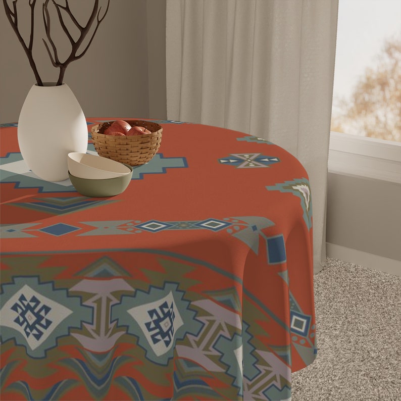 Orange Table Cloth Boho Tablecloth Southwestern Table Decor - Etsy