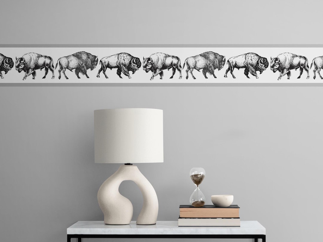 Wallpaper Border Peel and Stick, Bison Wall Decor, Buffalo Wallpaper ...