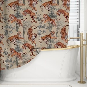 Tiger Shower Curtain, Jungle Bathroom Decor With Exotic Animal, Nature ...