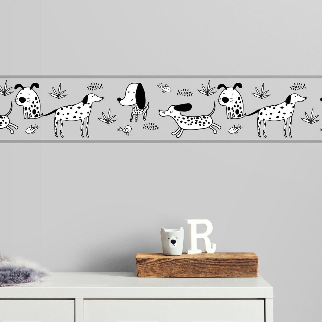 Dog Wallpaper Border, Nursery Wall Decor, Dog Lover Decor, Funny Wall ...