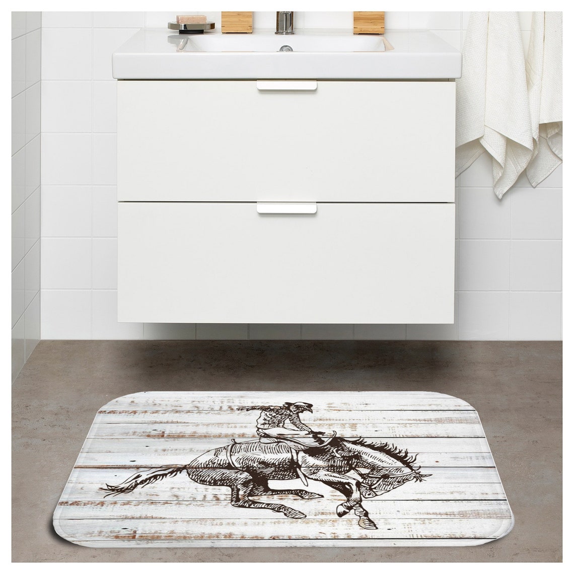 Southwestern Bath Mat Cowboy Bath Rug Barn Wood Bathmat - Etsy