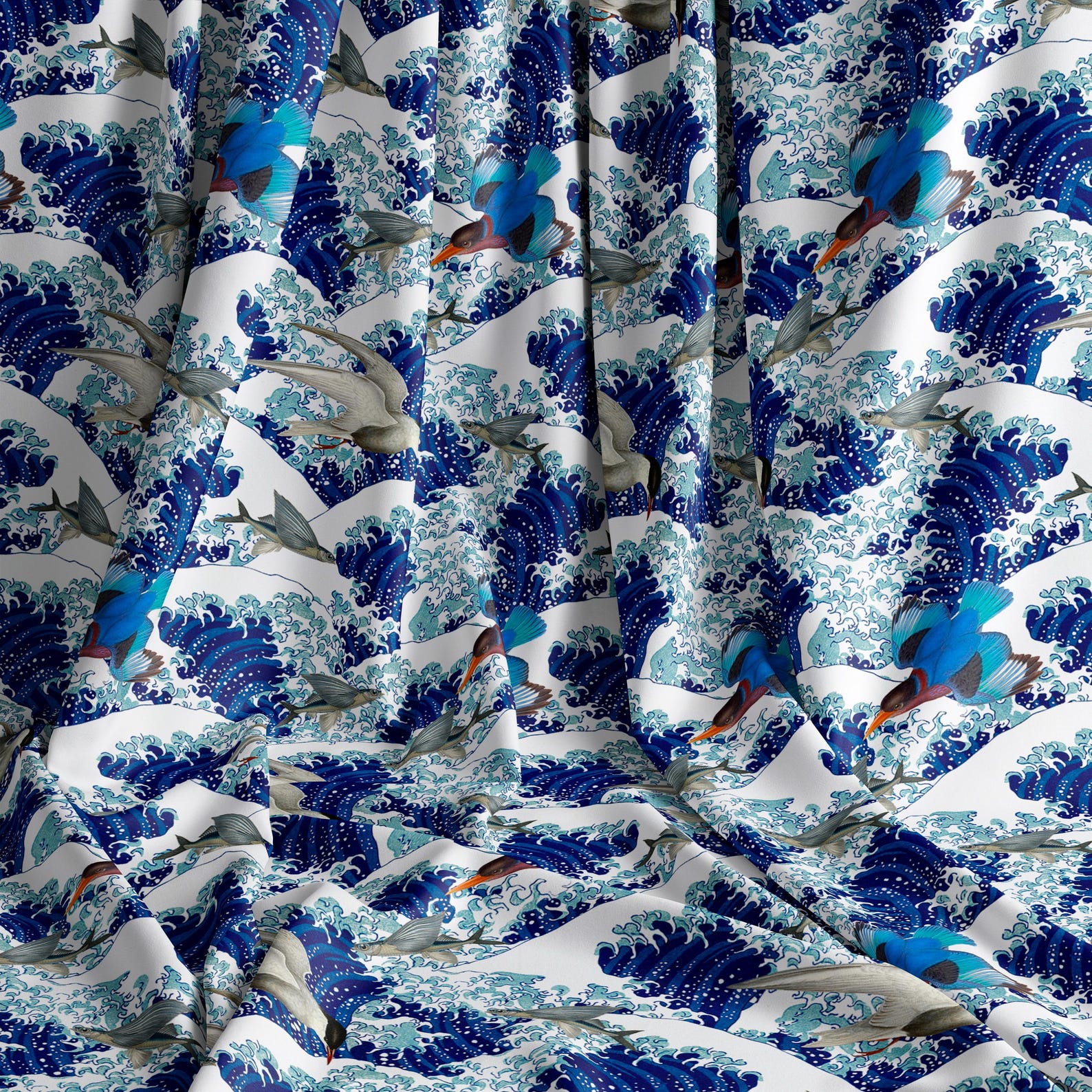 Blue Wave Japanese Fabric, Combed Cotton Pima for Quilting, Apparel ...
