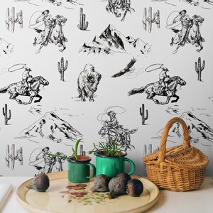 Buffalo Wallpaper, Western Wall Decor, Southwestern Cowboy Wall Paper ...