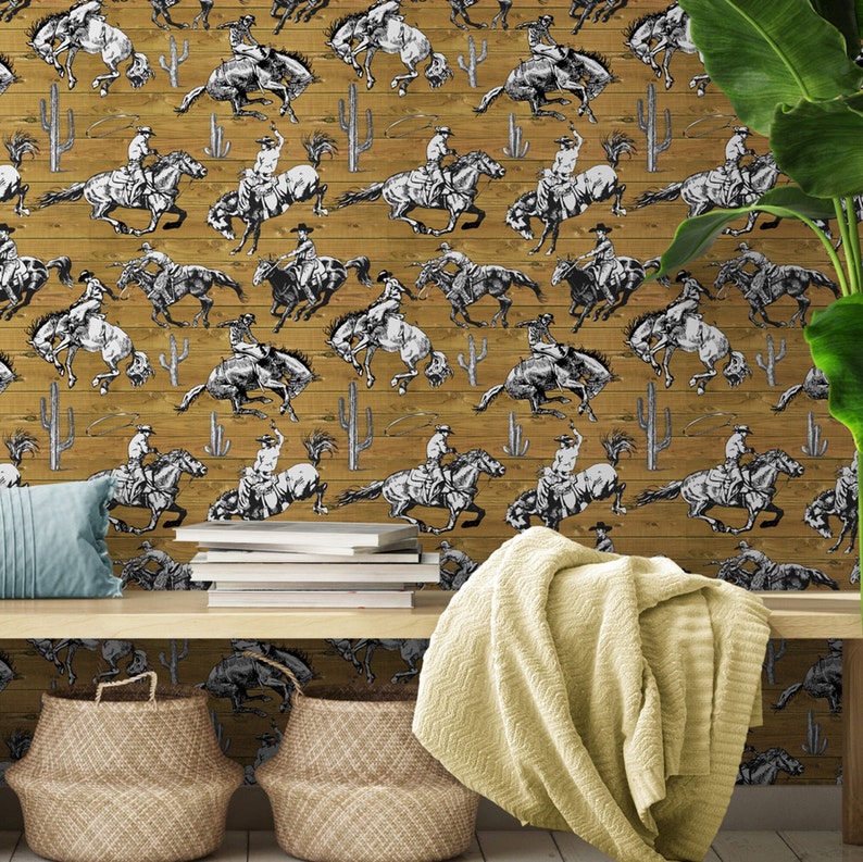Cowboy Wallpaper, Southwestern Decor, Western Wallpaper Peel Stick ...