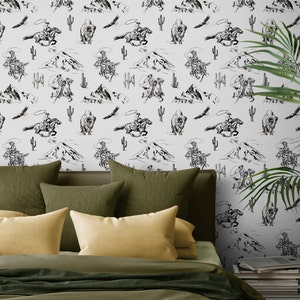 Buffalo Wallpaper, Western Wall Decor, Southwestern Cowboy Wall Paper ...