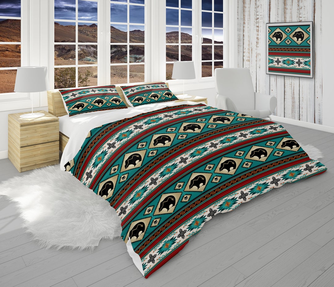 Southwestern Comforter Set With Pillow Shams, Native Americans Decor ...