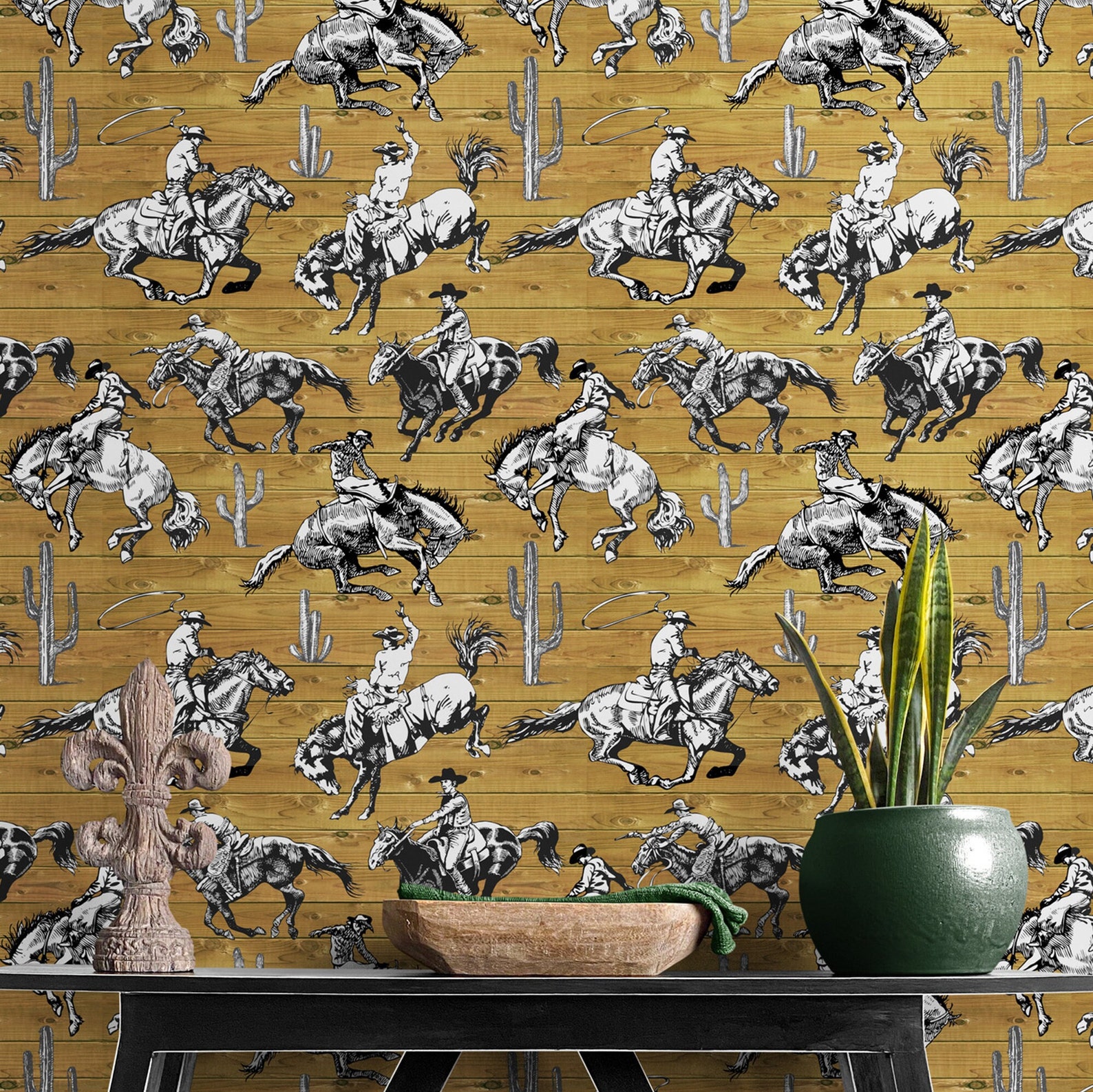 Cowboy Wallpaper, Southwestern Decor, Western Wallpaper Peel Stick ...