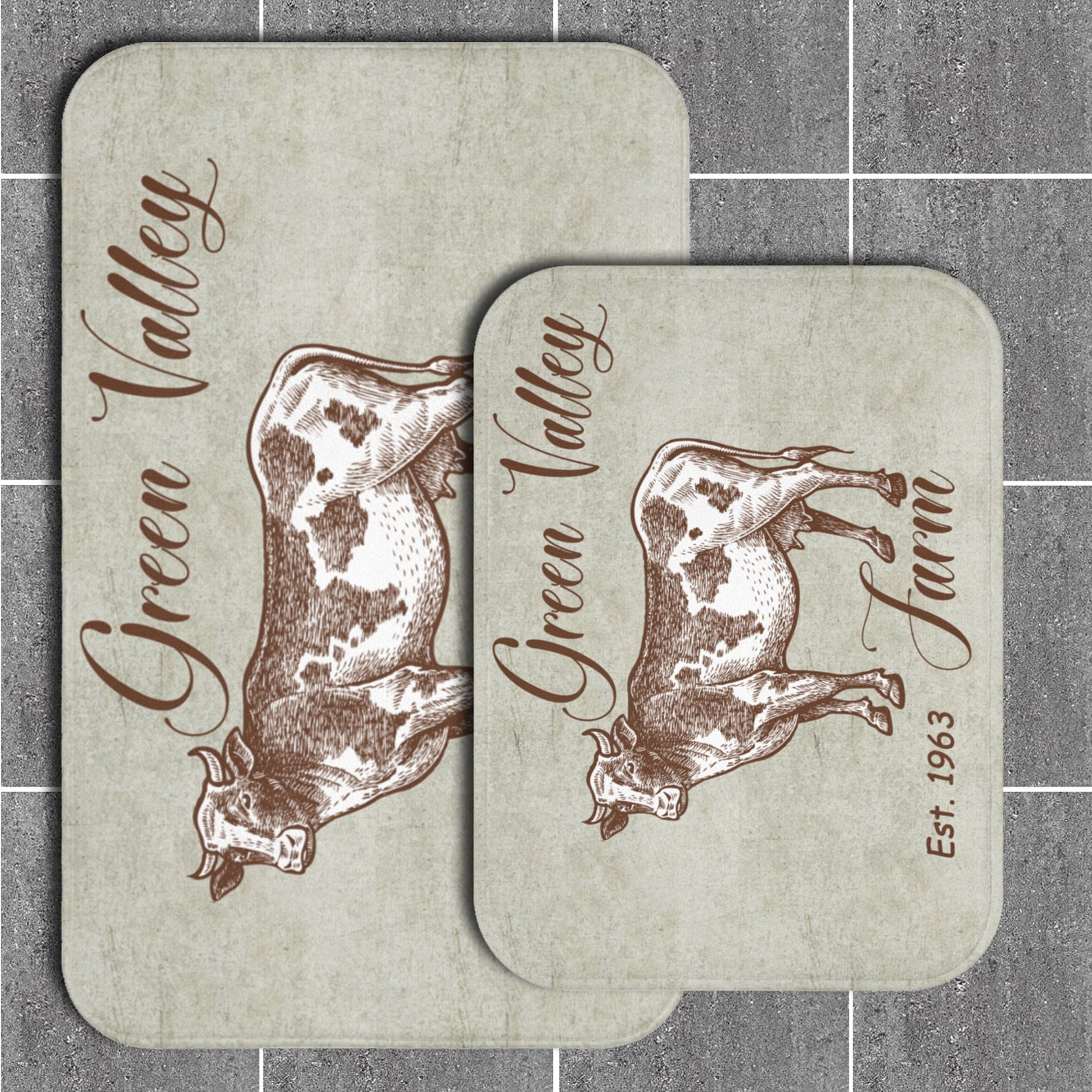 Custom Cow Bath Mat Farmhouse Bathroom Rug Personalized Farm - Etsy