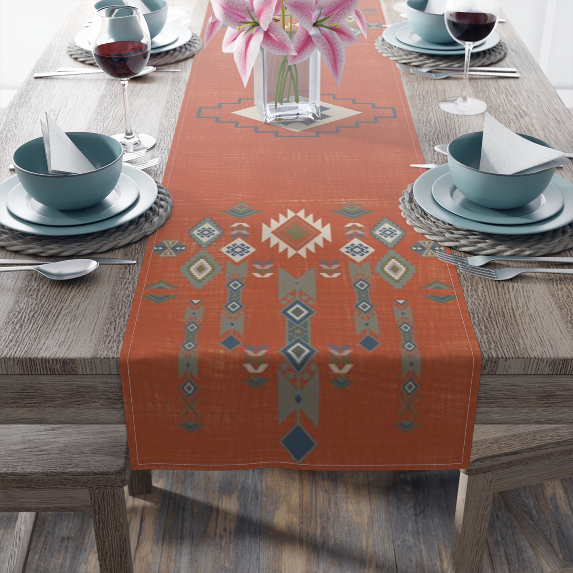 Orange Southwestern Table Runner Boho Table Runner Southwest - Etsy