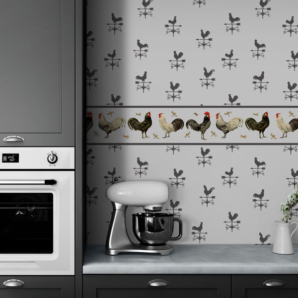 Rooster Wallpaper - Etsy