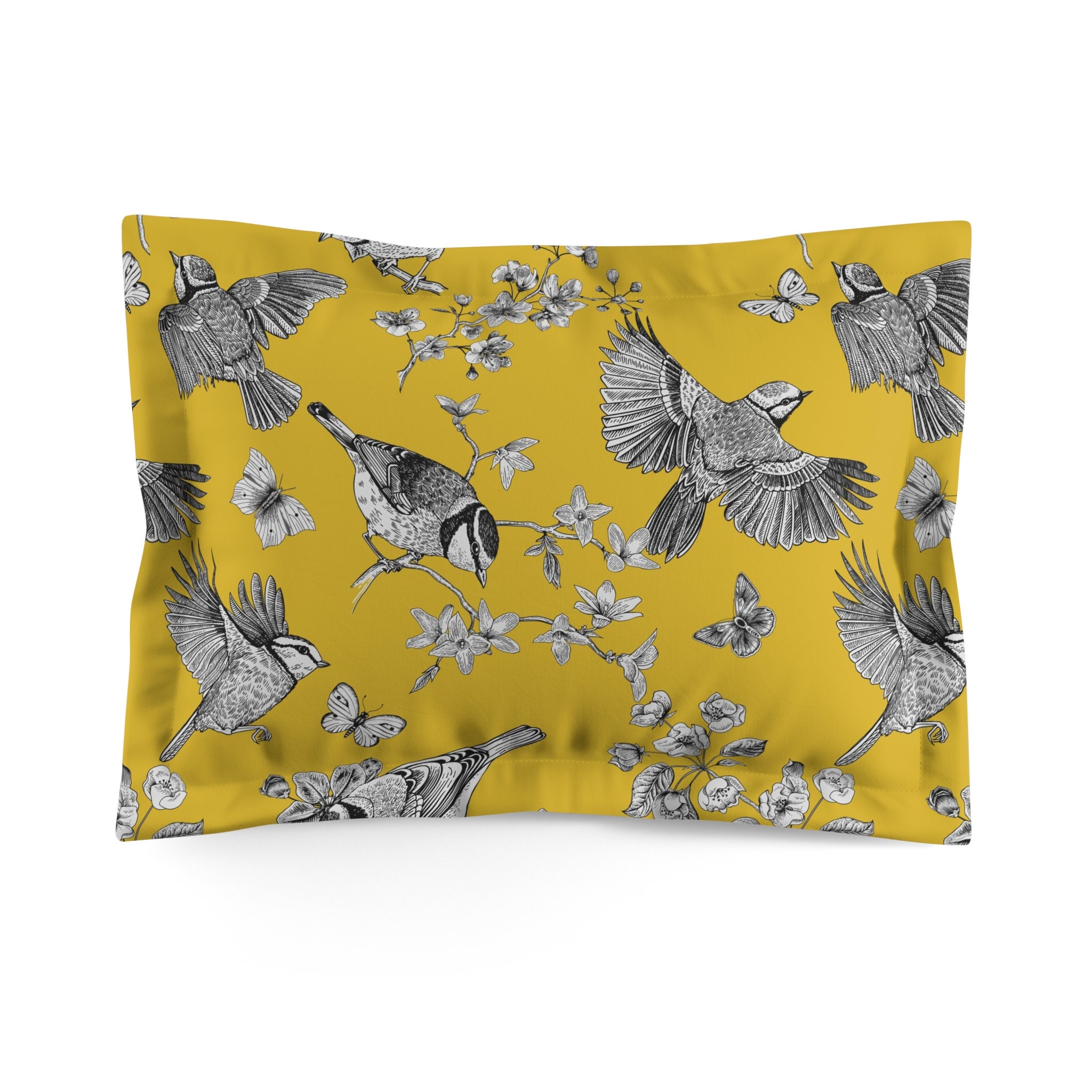 Yellow Bedding Set, Birds Comforter King, Queen, Tween, XL Twin Size ...