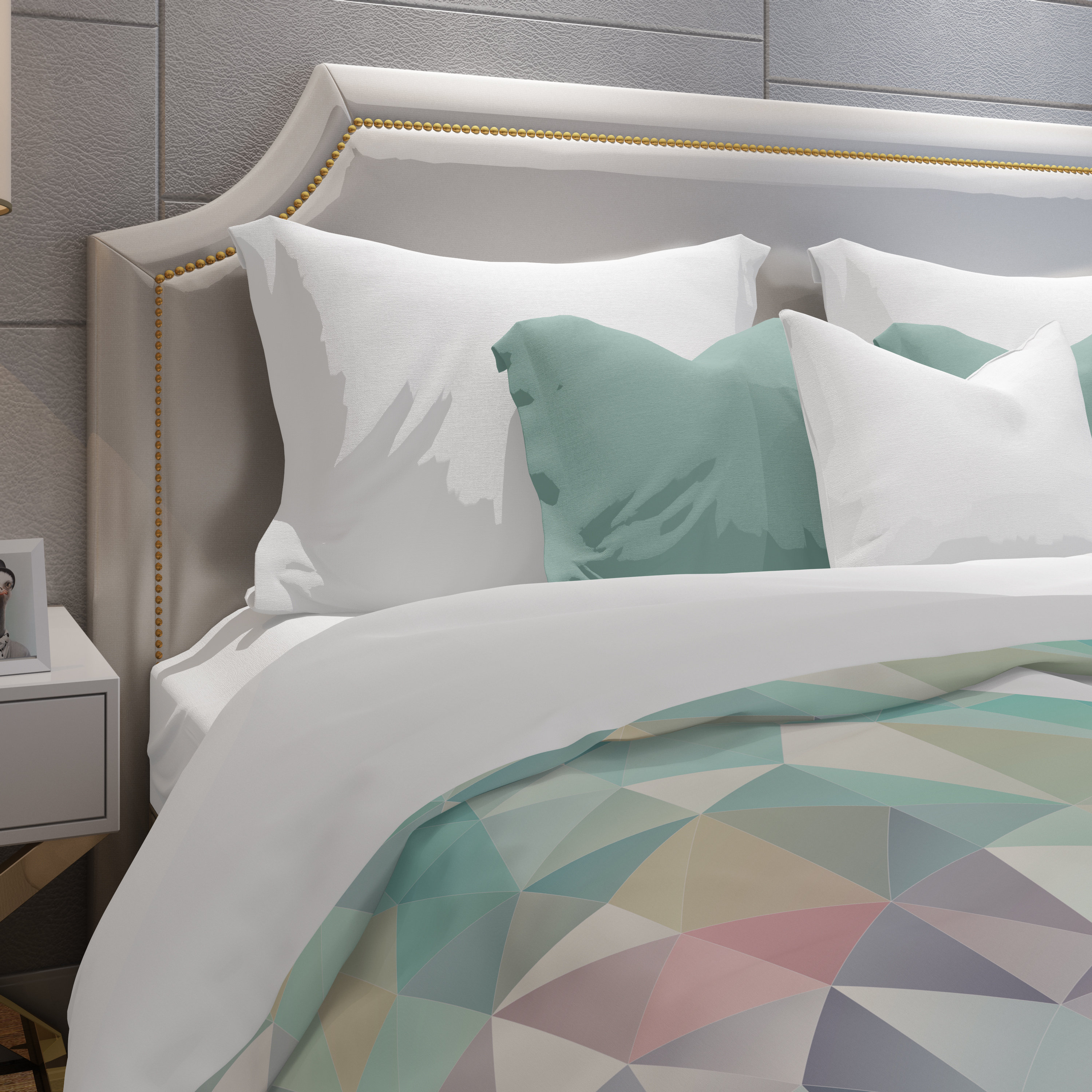 Geometric Comforter Turquoise Comforter Scandinavian Style | Etsy