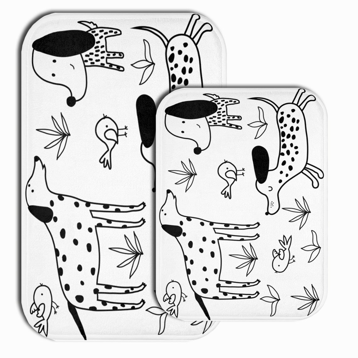 Dogs Bath Mat Funny Bath Rug in Black & White Dog Lover Home - Etsy