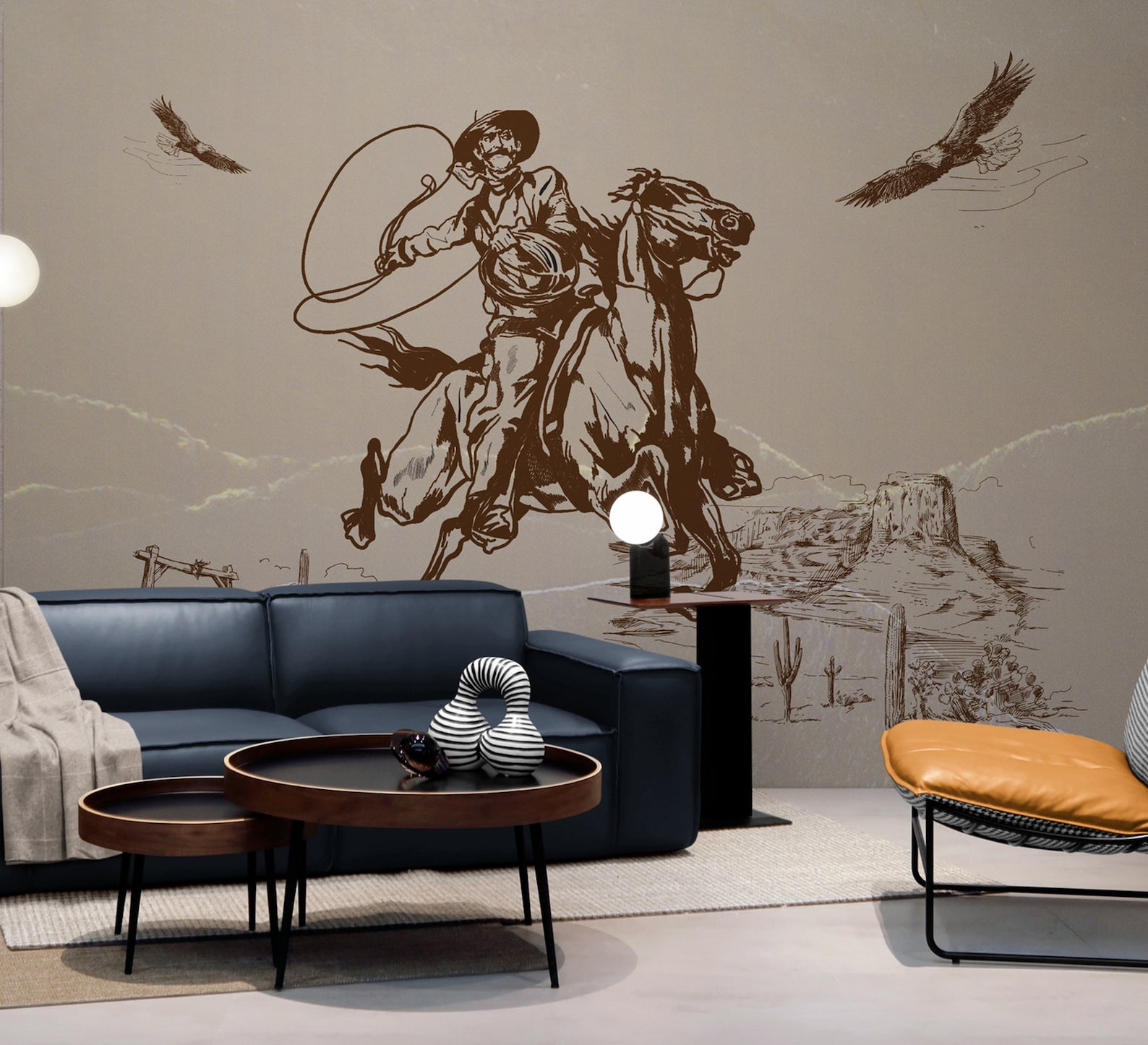 Cowboy Wall Decal Southwestern Wallpaper Wild West Wall - Etsy