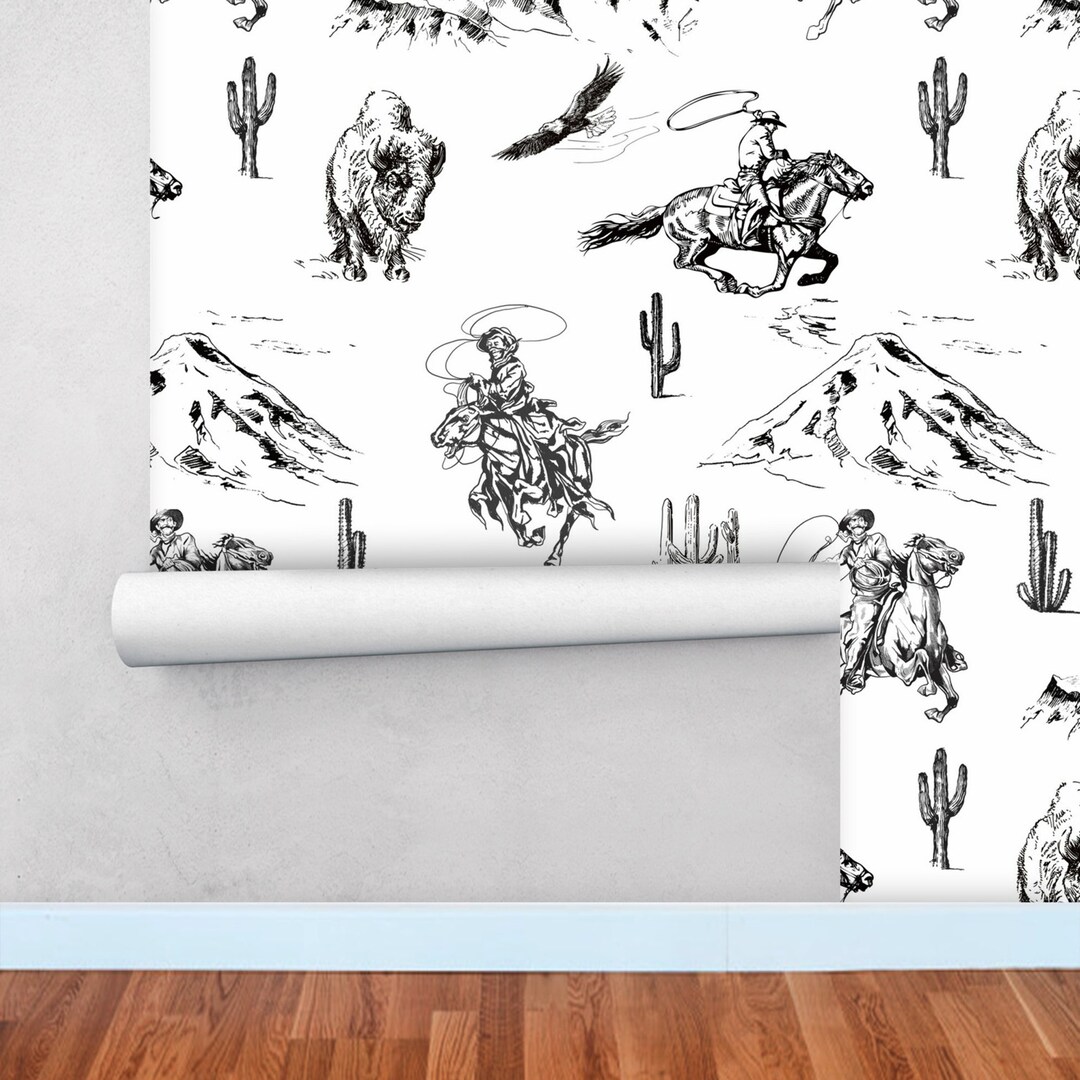 Buffalo Wallpaper, Western Wall Decor, Southwestern Cowboy Wall Paper ...