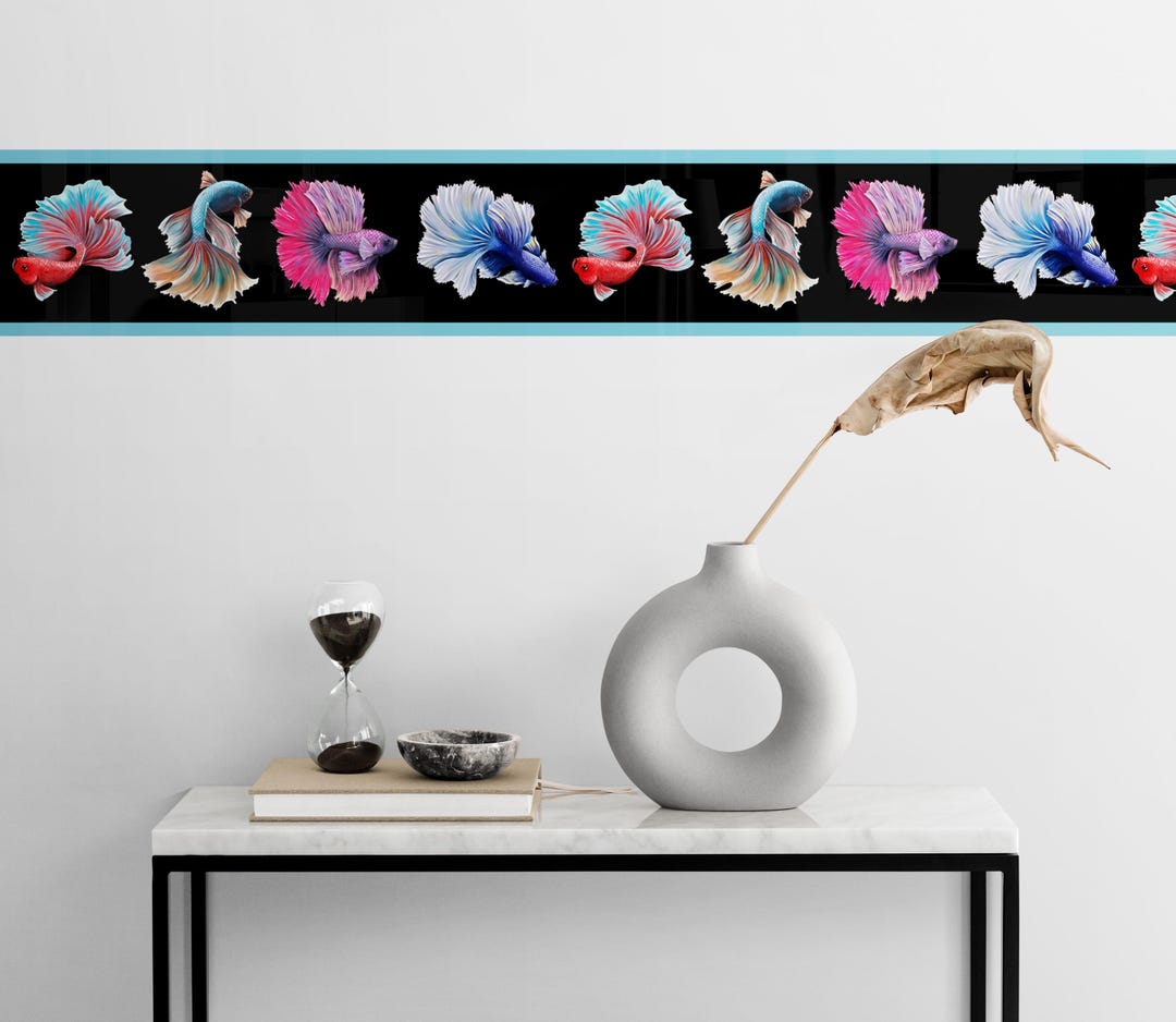 Betta Fish Decor, Wallpaper Border, Underwater Decals, Ocean Wallpaper ...