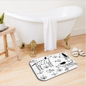 Dogs Bath Mat, Funny Bath Rug in Black & White, Dog Lover Home Gift - Etsy