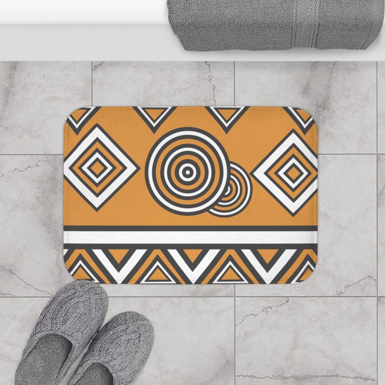 Bath Mat With African Patterns Ethnic Bath Rug Geometric - Etsy