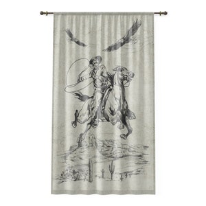 Cowboy Curtains, Wild West Decor, Southwestern Curtain, Gray Window ...