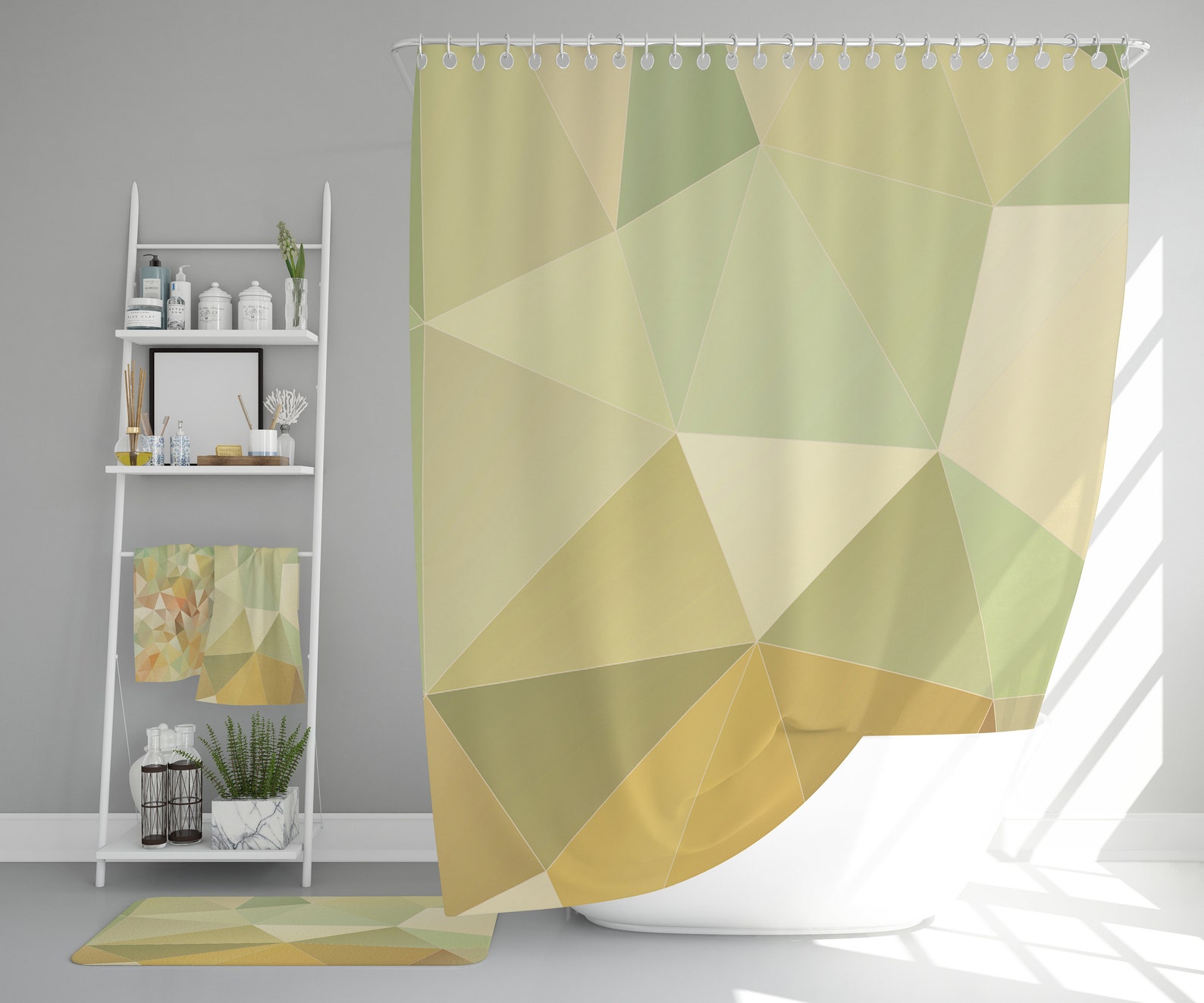 Geometric Shower Curtain Minimalist Bath Curtain | Etsy