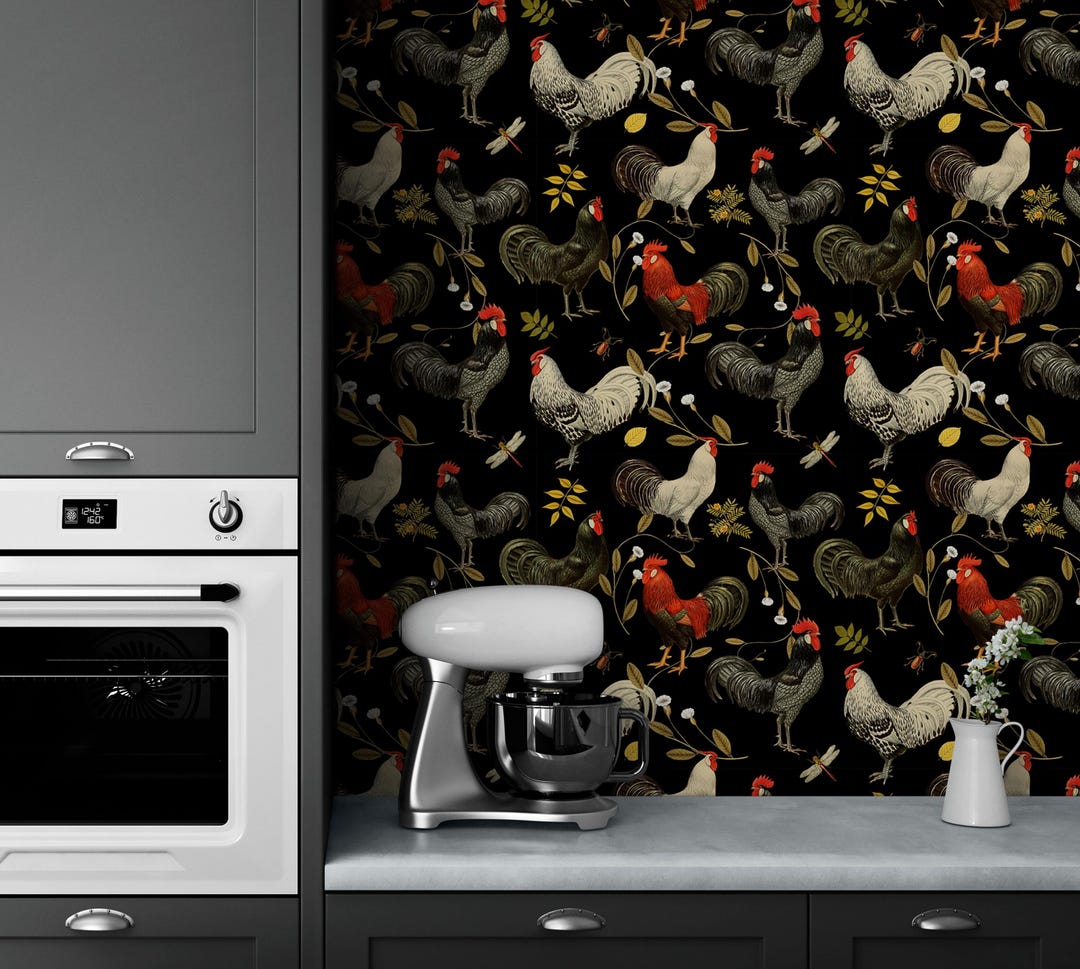 Rooster Wallpaper, Chicken Wallpaper Peel and Stick, Farm Animal Wall ...
