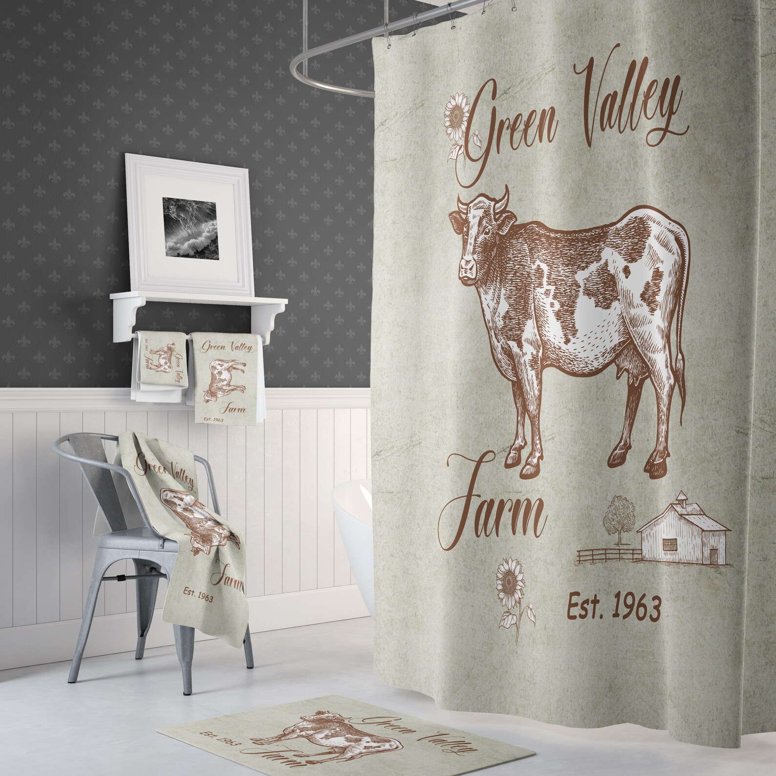Custom Cow Bath Mat Farmhouse Bathroom Rug Personalized Farm - Etsy
