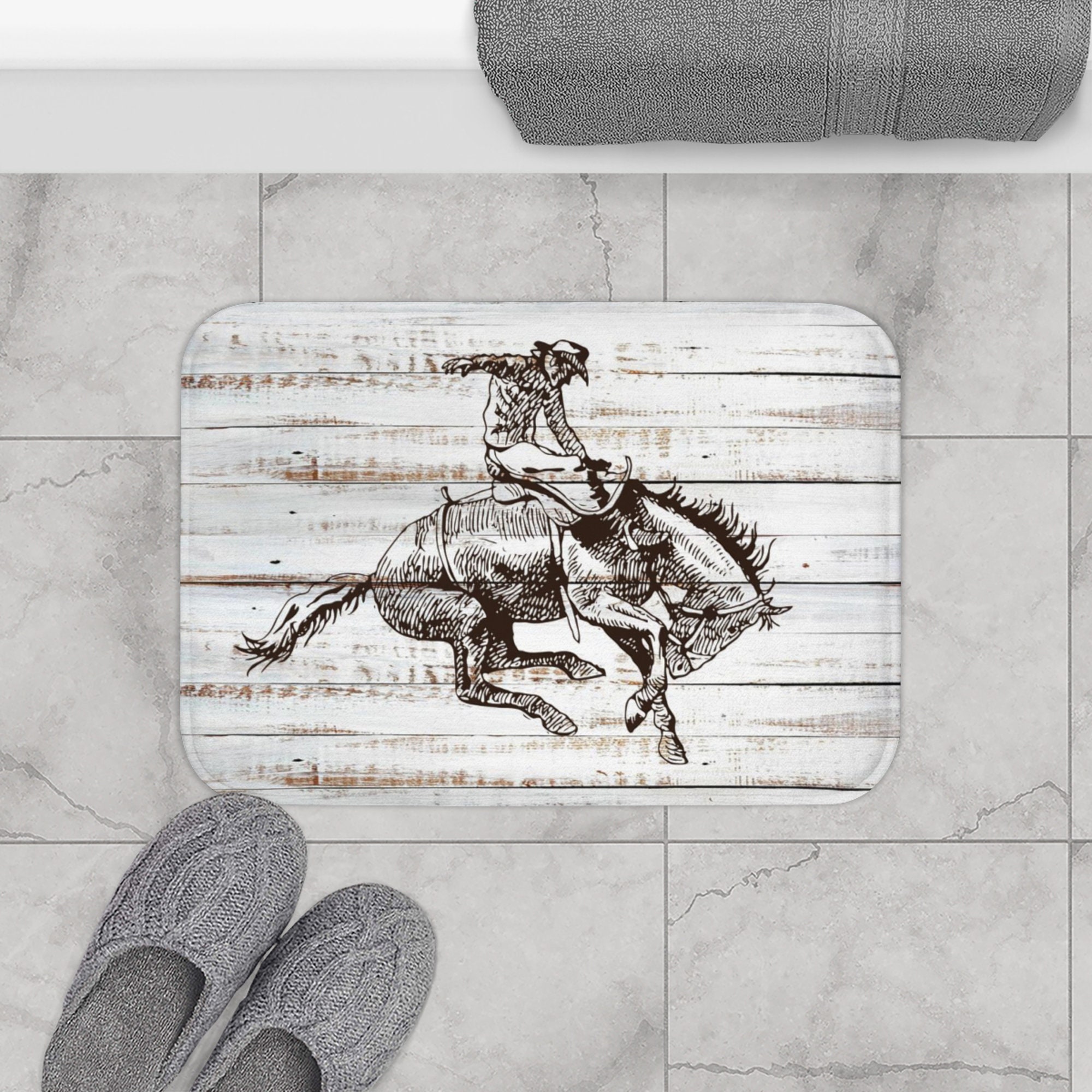 Southwestern Bath Mat Cowboy Bath Rug Barn Wood Bathmat - Etsy