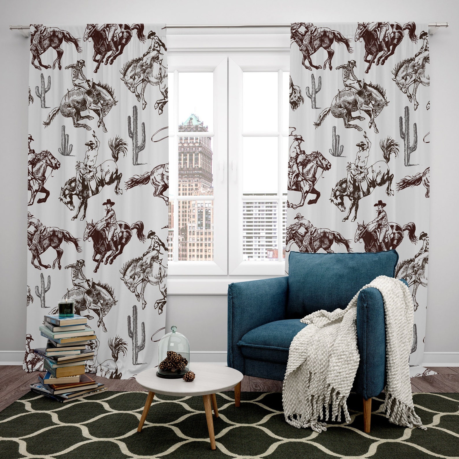 Western Window Curtains, Southwestern Curtain With Cowboy, Window ...