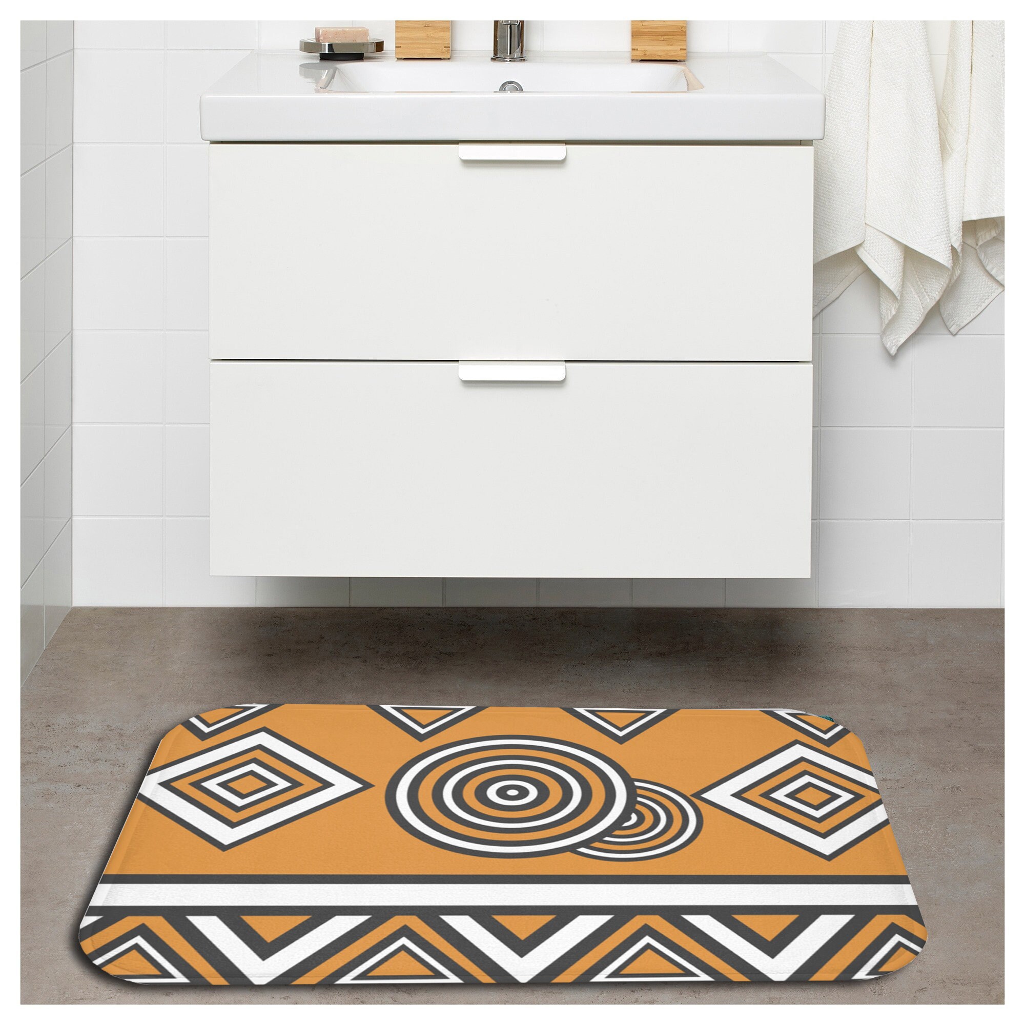 Bath Mat With African Patterns Ethnic Bath Rug Geometric | Etsy