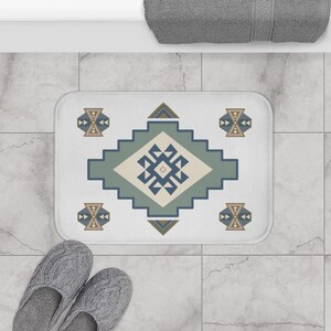 Southwestern Bathroom Rug, Grey Bath Mat, Boho Bathroom Décor, Western ...