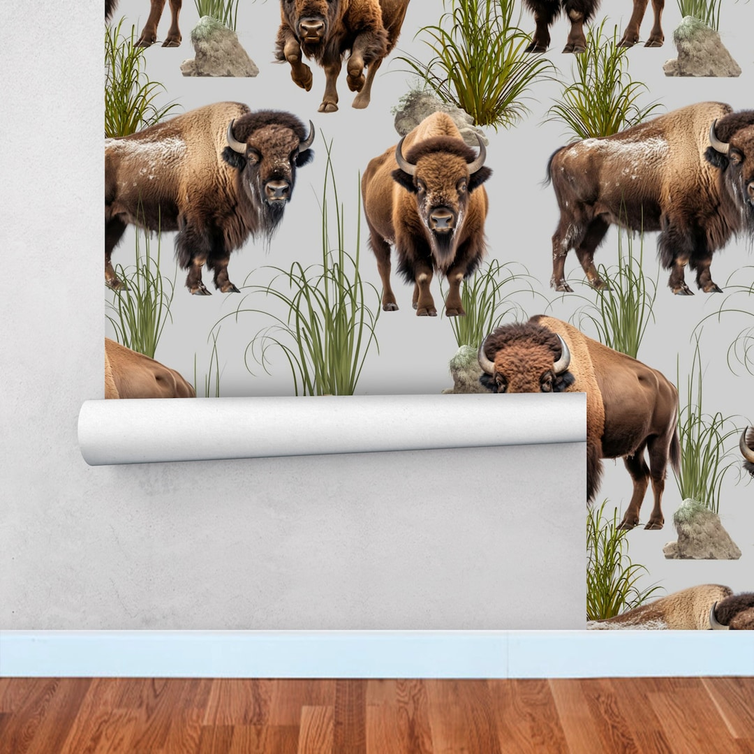 Western Wallpaper, Buffalo Wallpaper, Bison Wall Decor, Southwestern ...