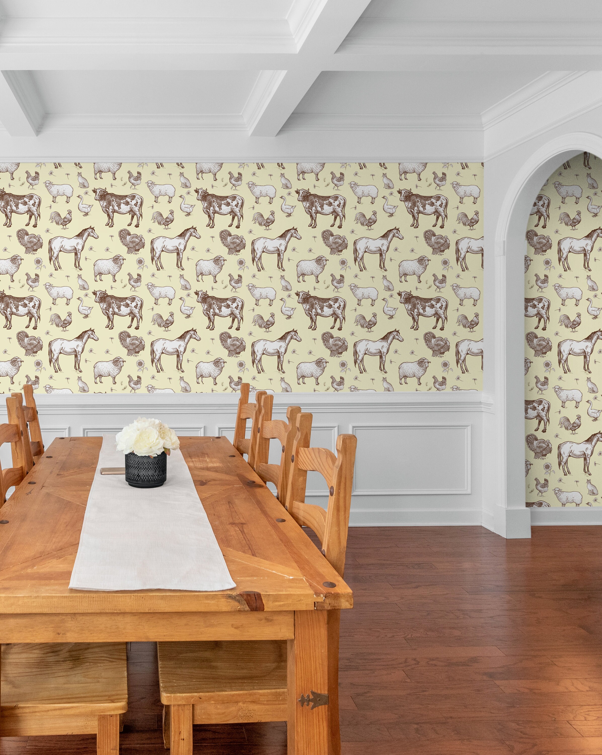 Farmhouse Wallpaper Farm Animals Wall Paper Removable Wall | Etsy
