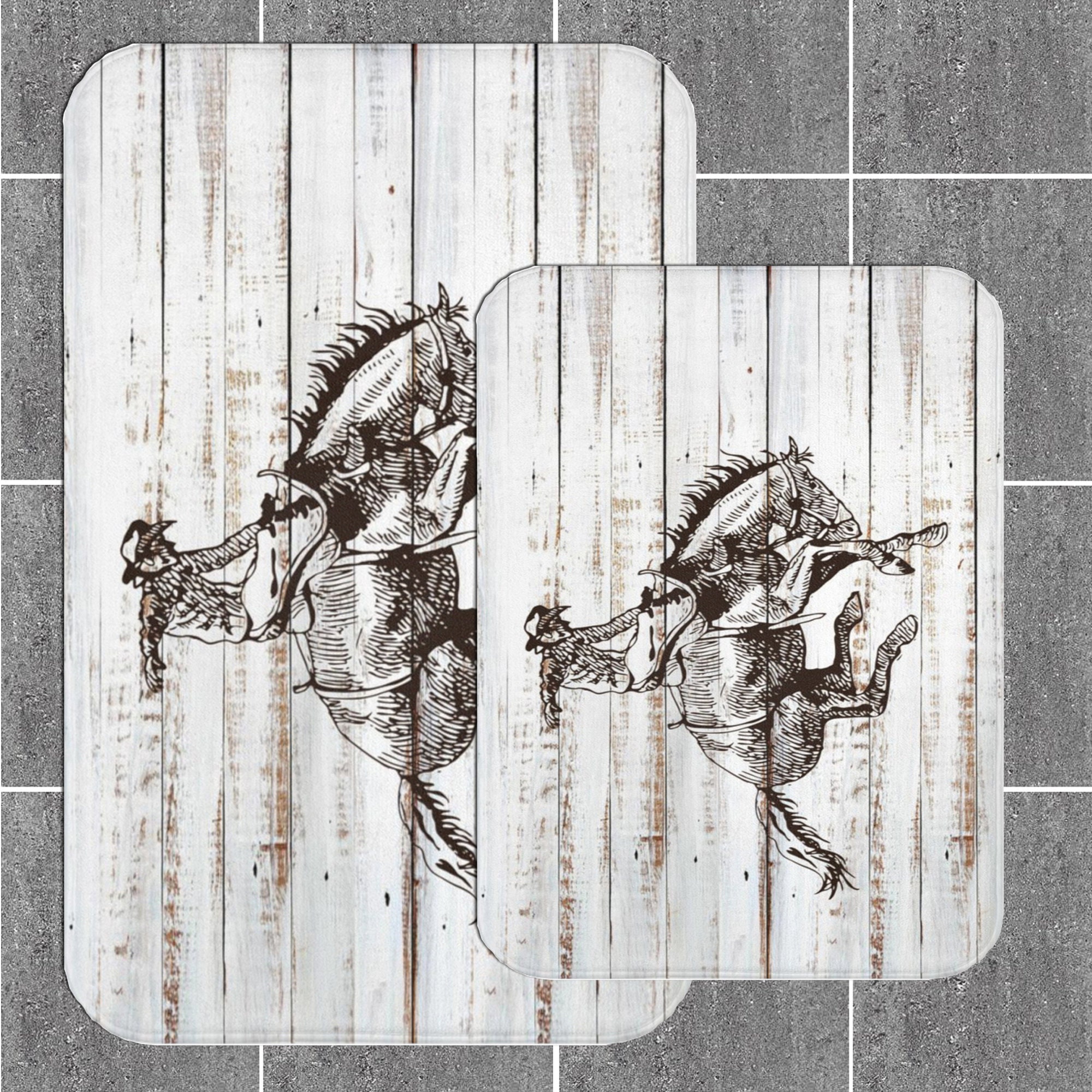 Southwestern Bath Mat Cowboy Bath Rug Barn Wood Bathmat - Etsy