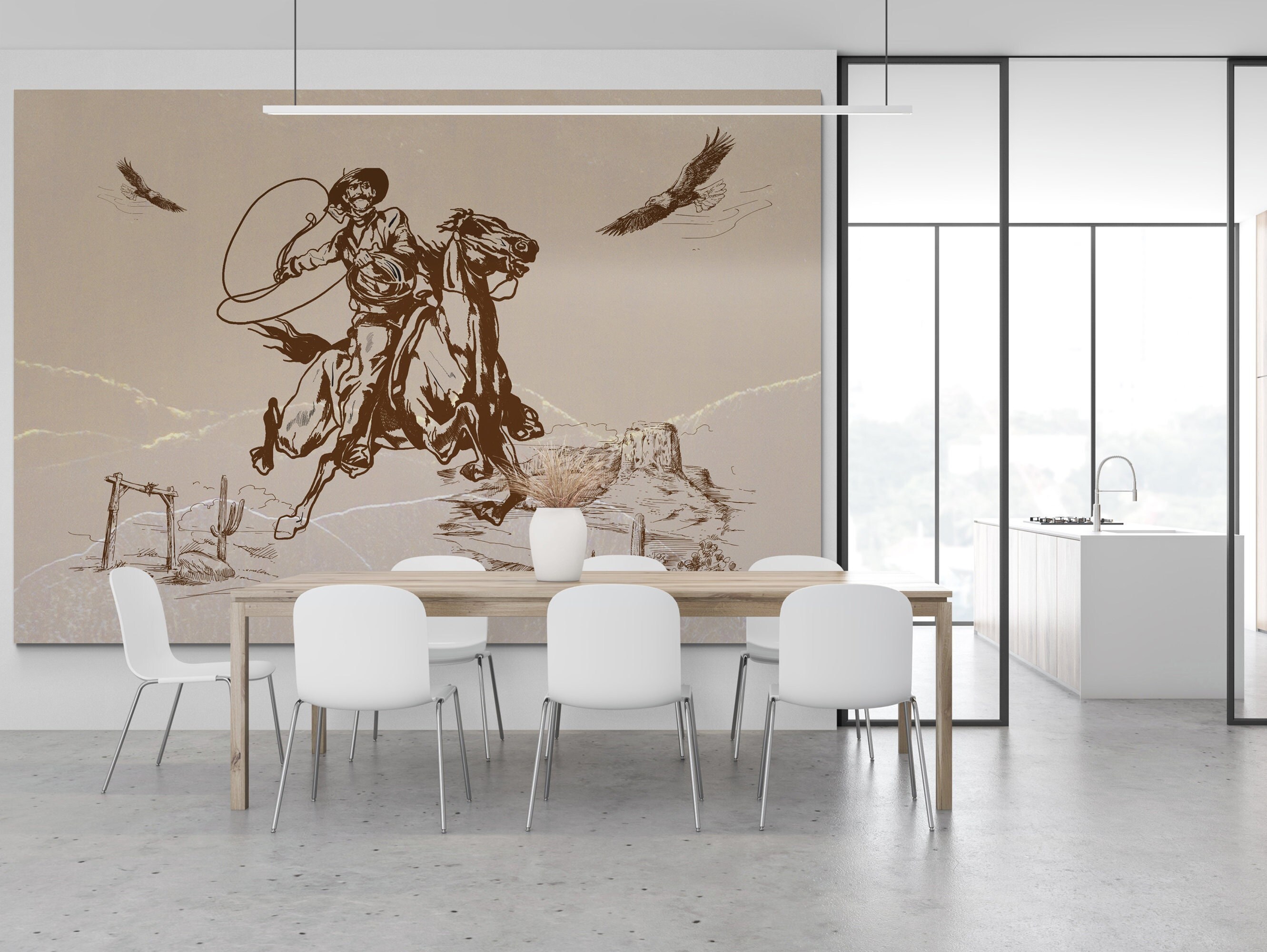 Cowboy Wall Decal Southwestern Wallpaper Wild West Wall - Etsy