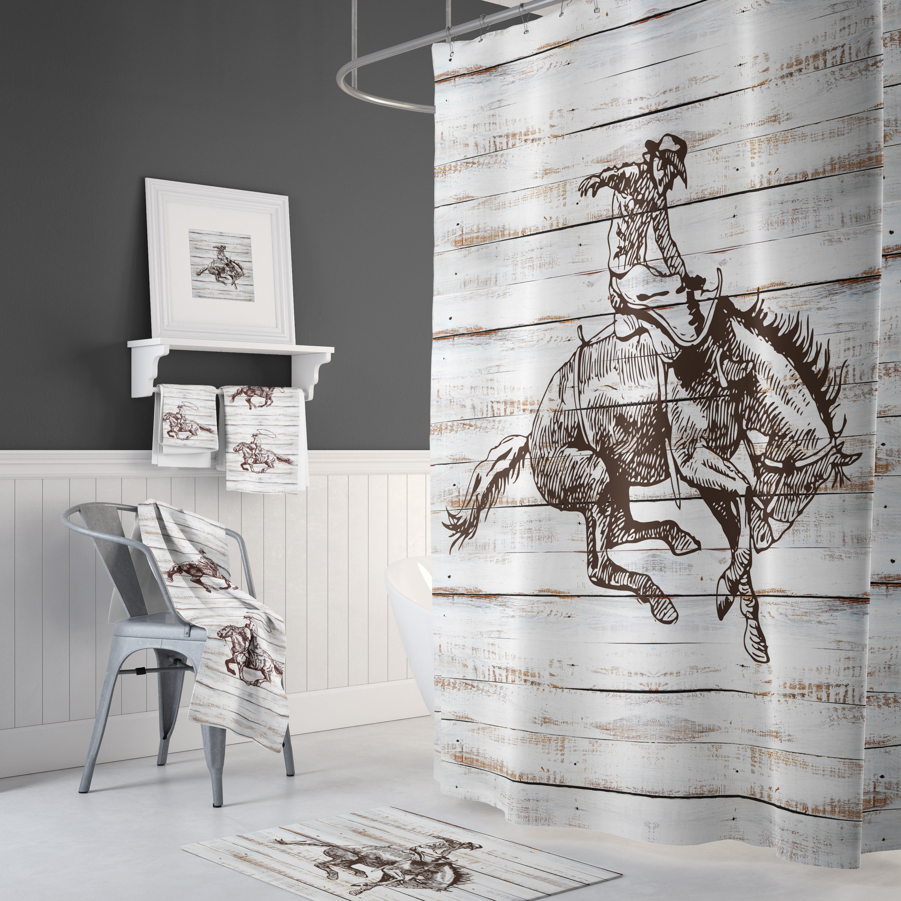 Southwestern Bath Mat Cowboy Bath Rug Barn Wood Bathmat - Etsy