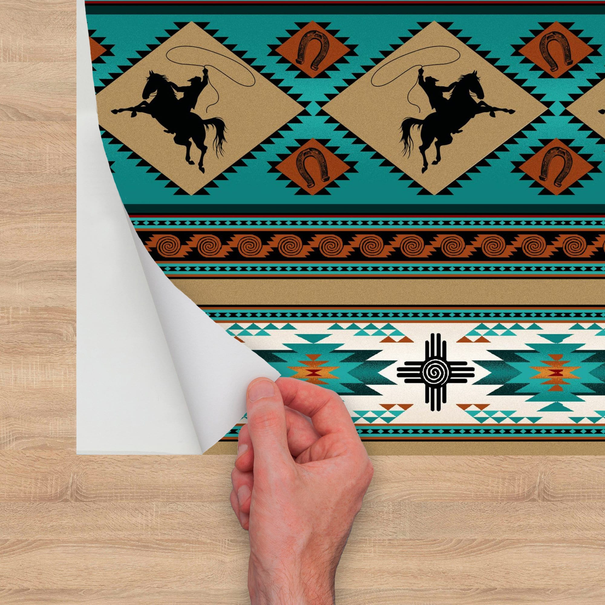 Southwestern Wallpaper, Boho Wall Paper With Cowboy, Native Americans ...
