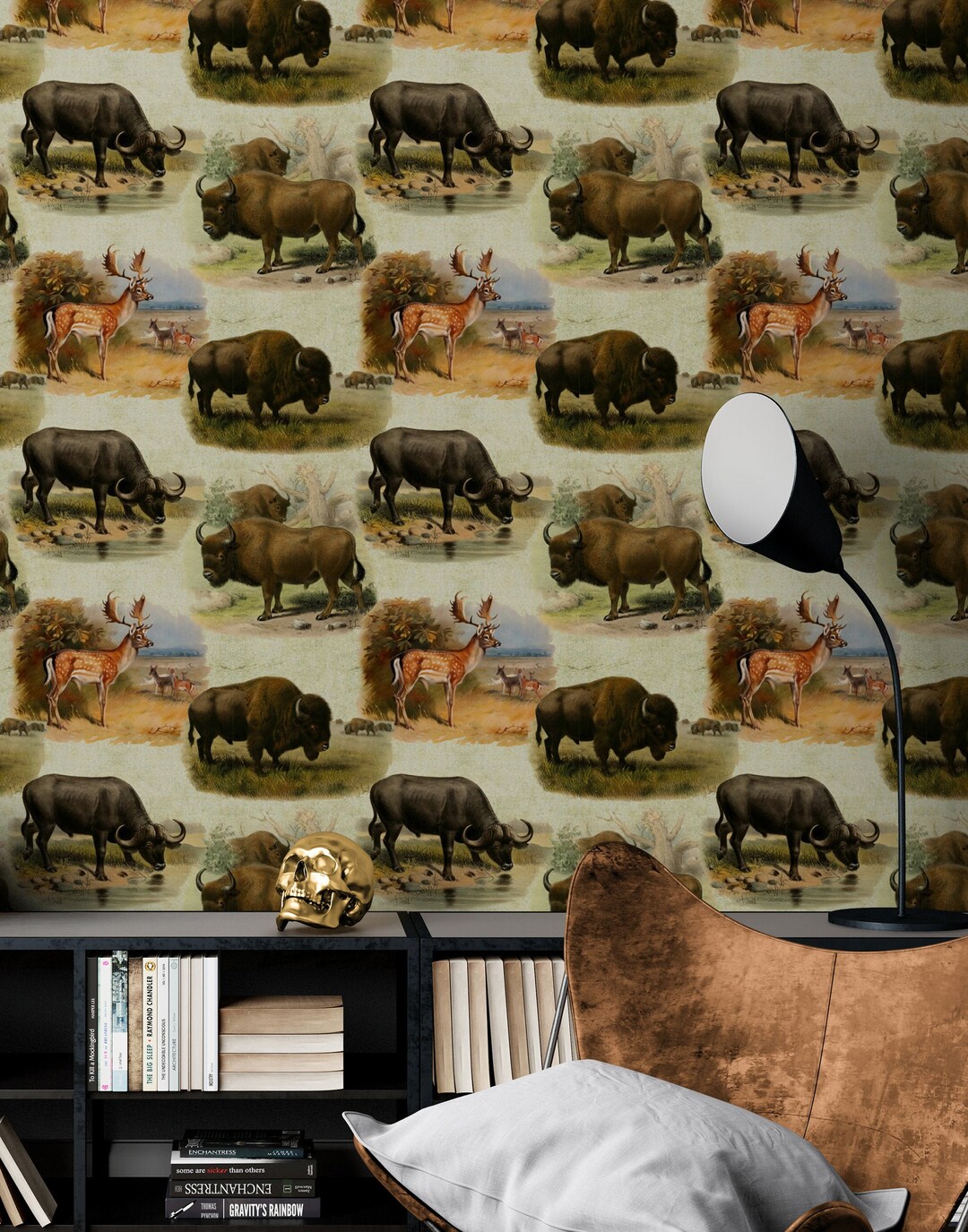 Bison Wall Decal, Buffalo Wallpaper, Western Wall Paper, Deer Wall ...