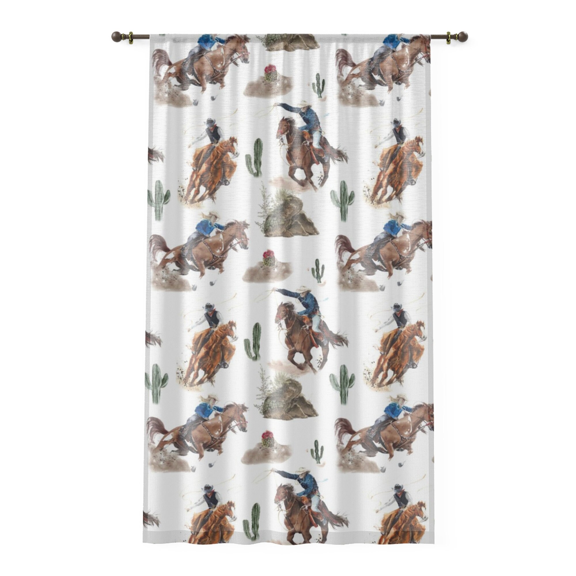 Southwest Curtains Western Window Curtains With Cowboy and - Etsy