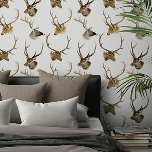 Deer Wallpaper, Cottagecore Decor, Cabin Wall Décor, Retro Wall Paper ...