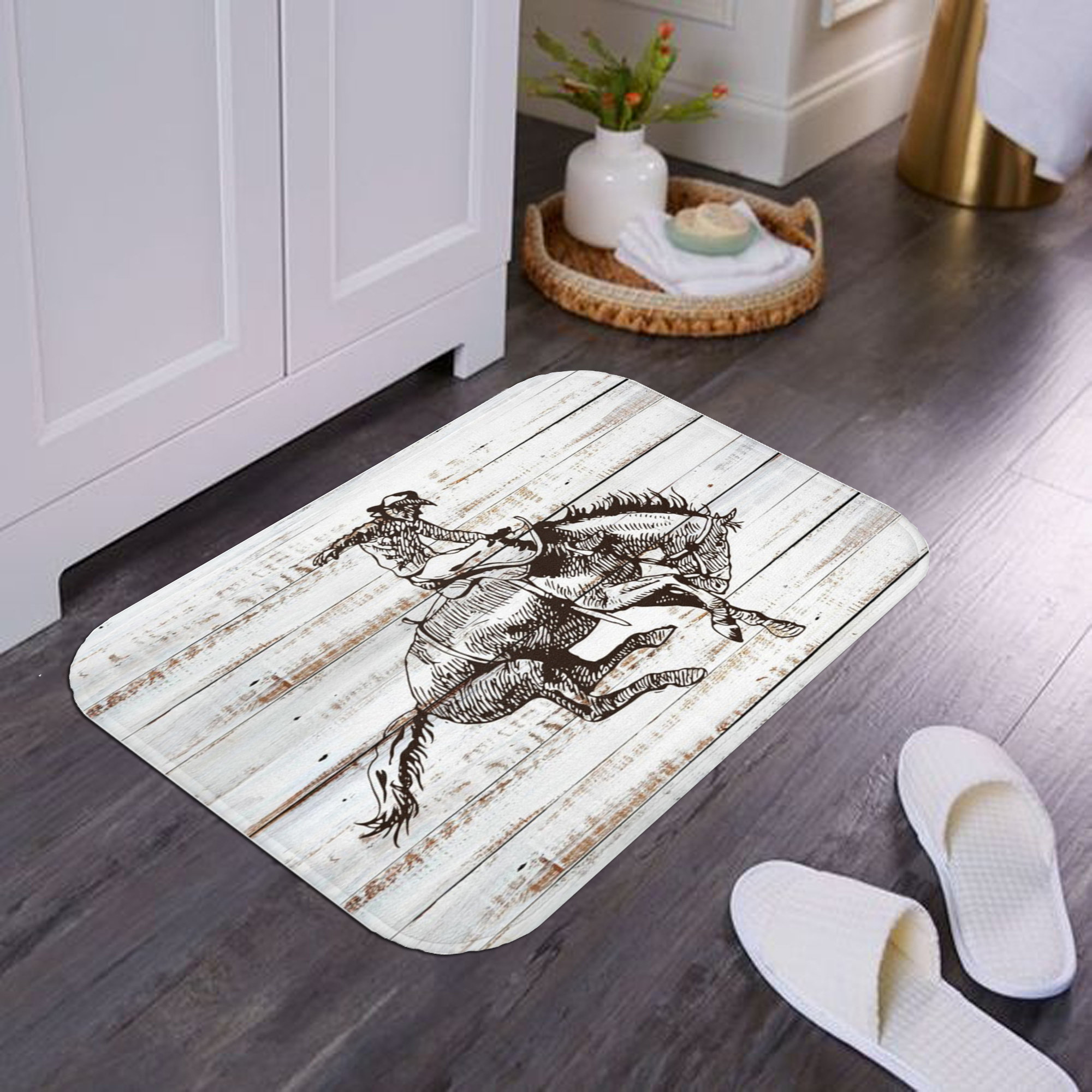 Southwestern Bath Mat Cowboy Bath Rug Barn Wood Bathmat - Etsy