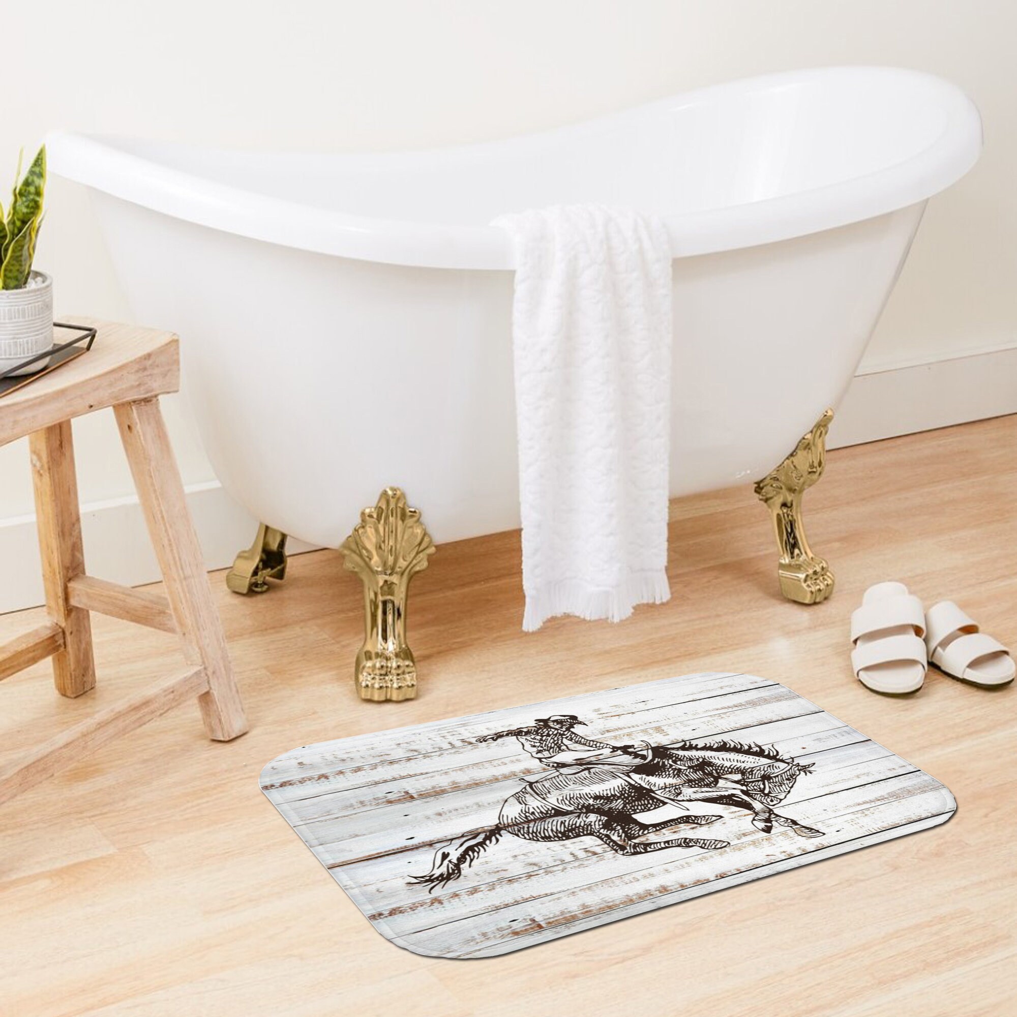 Southwestern Bath Mat Cowboy Bath Rug Barn Wood Bathmat - Etsy