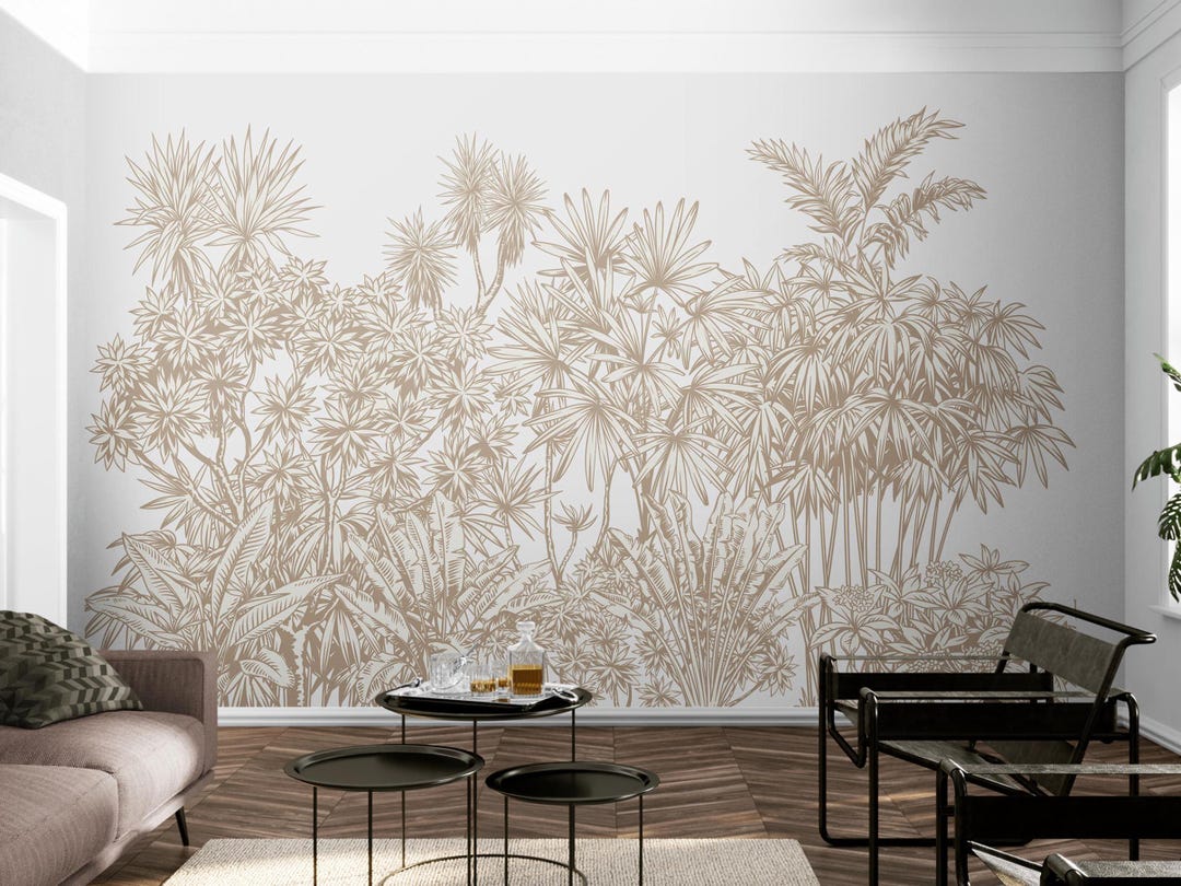 Tropical Wall Decal, Jungle Wallpaper, Landscape Wall Mural Peel and ...