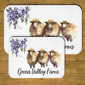 Farmhouse Bath Mat, Personalized Bath Rug With Funny Sheep, Farm Name ...