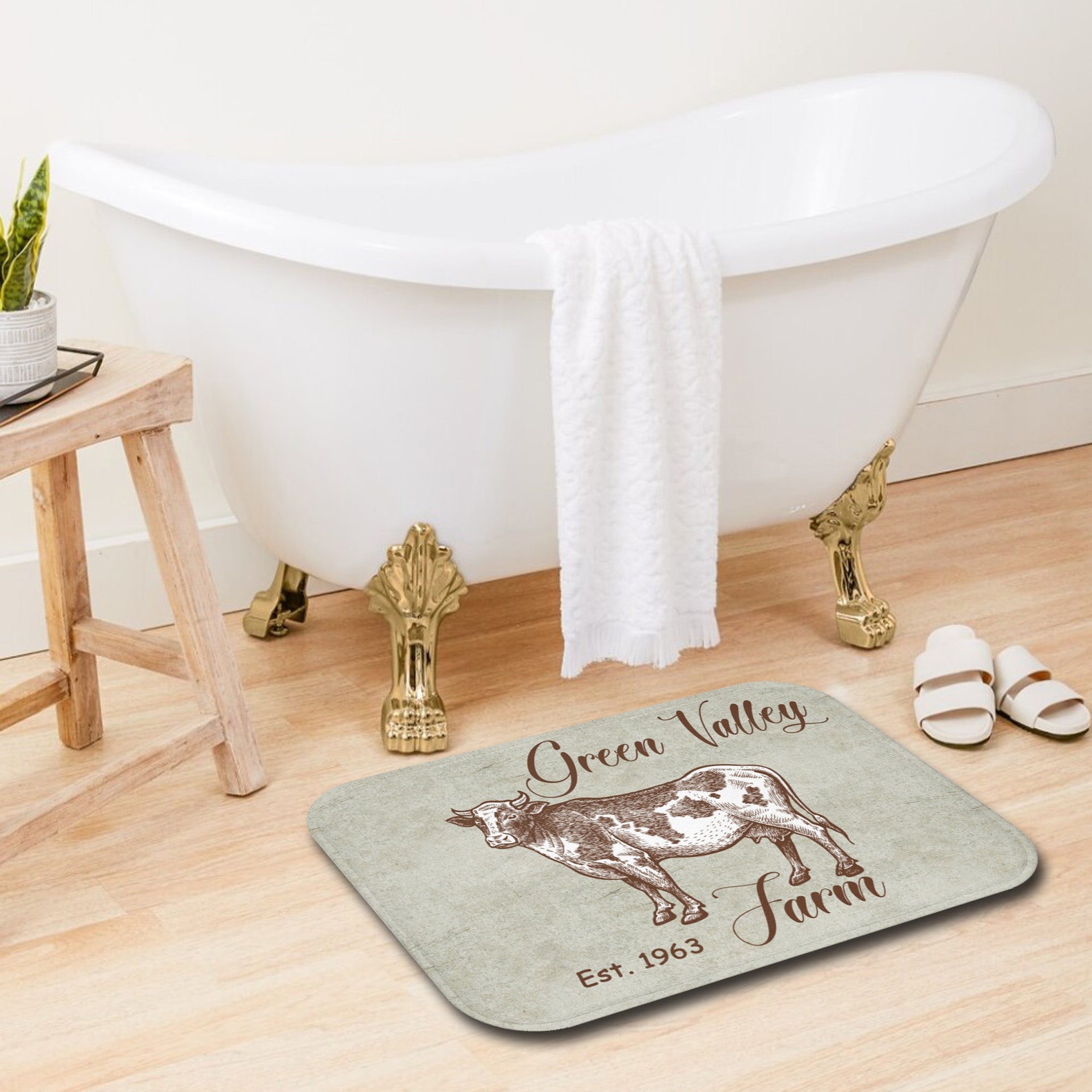 Custom Cow Bath Mat Farmhouse Bathroom Rug Personalized Farm - Etsy